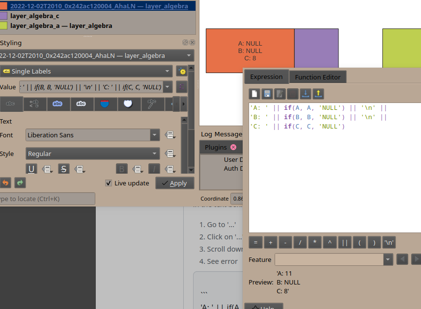 Bug: Simple label preview is correct but actual map shows null for a value · Issue #51100 · qgis ...