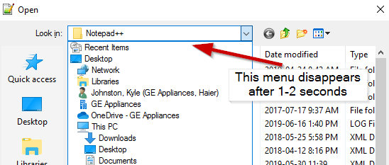 Folder selection drop down menu resets · Issue #7837 · notepad-plus ...