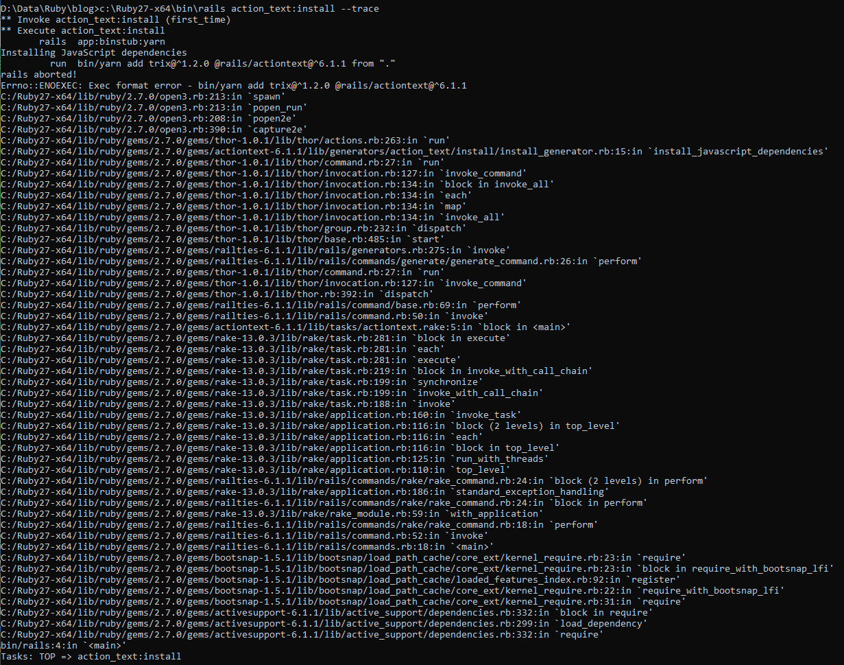 action_text installation fails on rails 6.1.1 · Issue #41123 · rails/rails · GitHub
