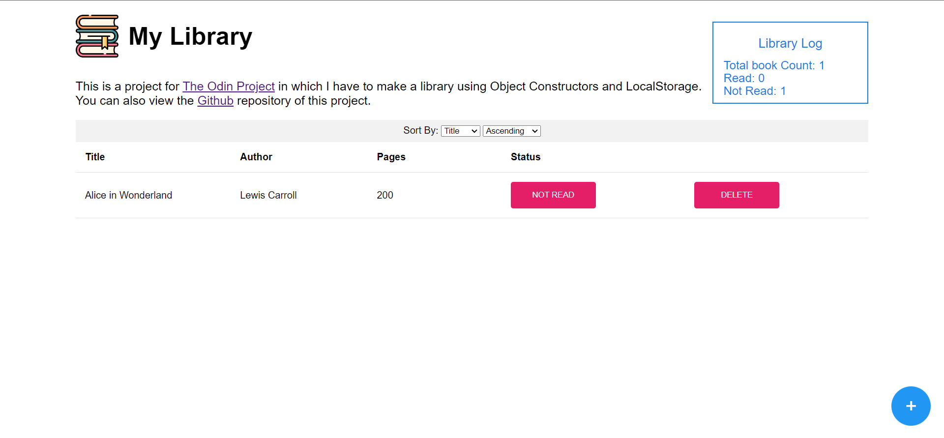 GitHub - voidchef/library: A simple library made as part of the odin project