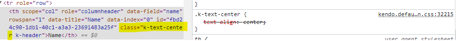 Grid content is not aligned correctly when using k-text-right/left/center classes · Issue #4601 ...