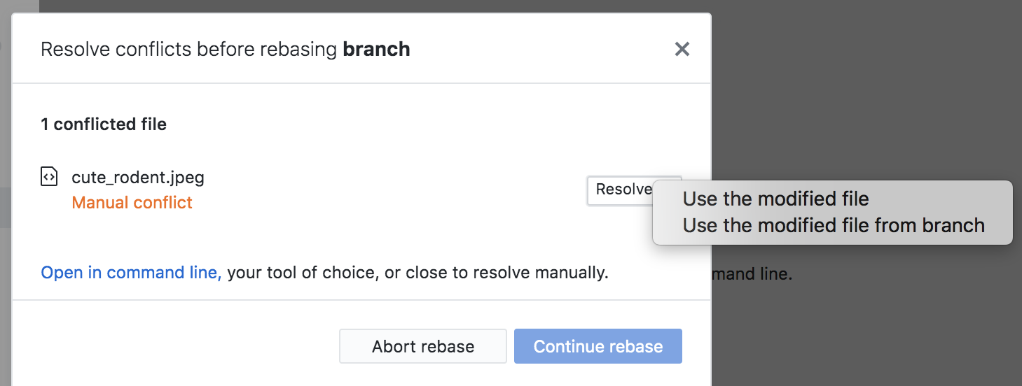 Base branch not displayed for resolving conflicts when dialog opens mid ...