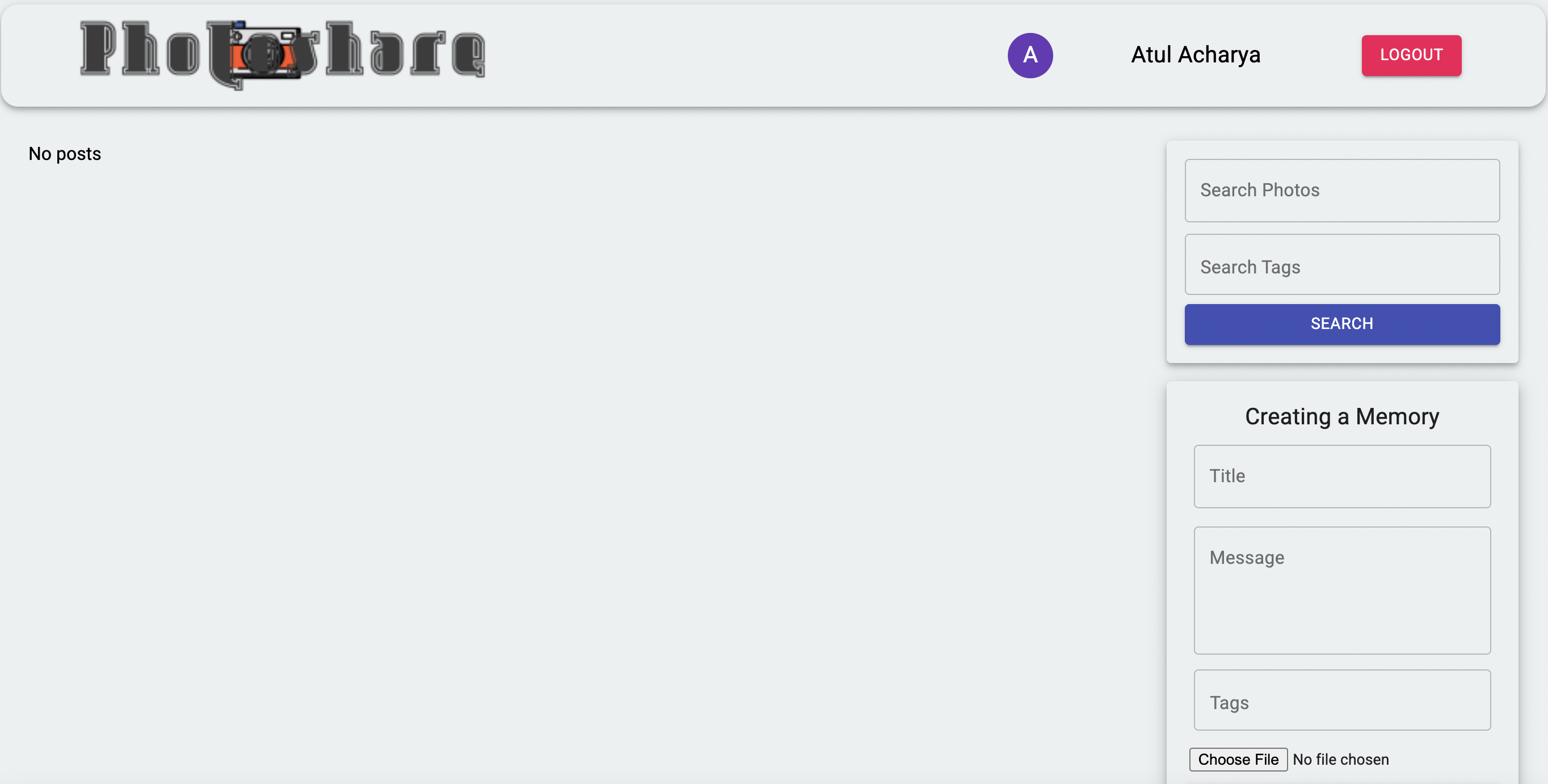 GitHub - techieatul/PhotoShare: A MERN stack based social media web app that lets users add and ...