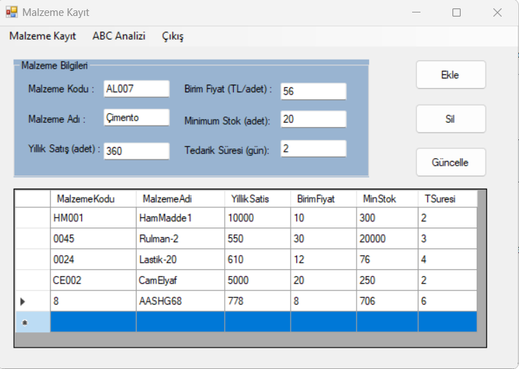 GitHub - aleynadikall/malzeme-kayit: C# ile MS SQL Veritabani - Basit Malzeme Kayit Projesi