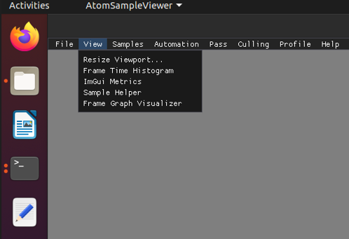 AtomSampleViewer: Shader Metrics and Toggle Full Screen options missing from the View menu ...