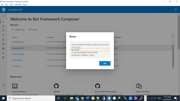 Unable to create BOT after download Composer version 2.0 · Issue #7876 ...
