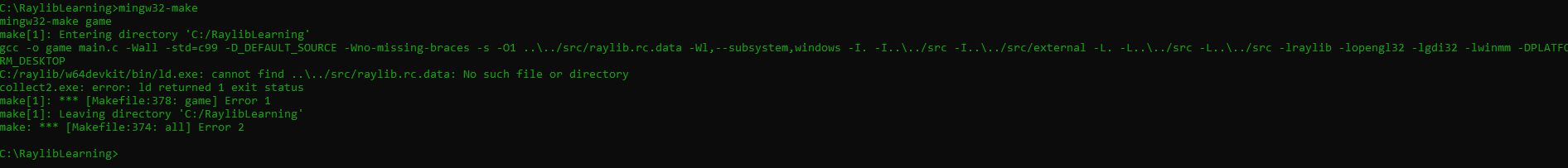 [build] Issue when building raylib example with VSCode, undefined reference to `__mingw_opendir ...