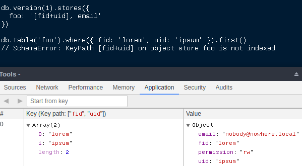 Possible compound primary key bug · Issue #700 · dexie/Dexie.js · GitHub