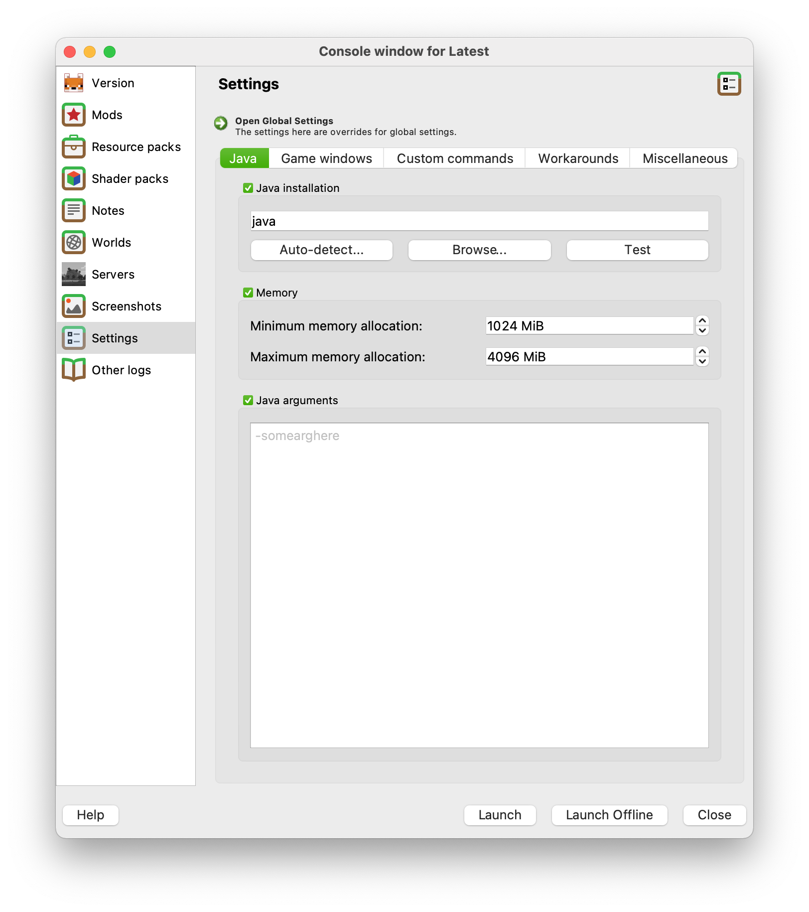 Java arguments in instance settings have hard-to-read colors · Issue ...