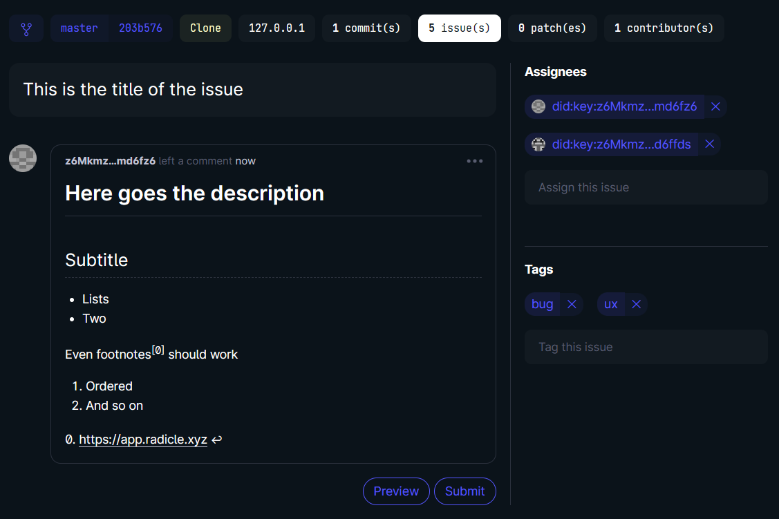 Issue Creation By Sebastinez · Pull Request 592 · Radicle Devradicle Interface · Github 8519