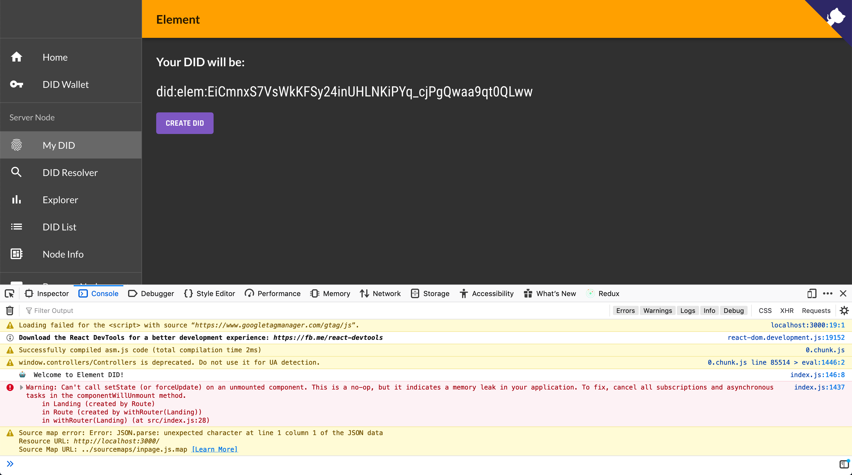 Fix warnings in element-app · Issue #158 · decentralized-identity ...