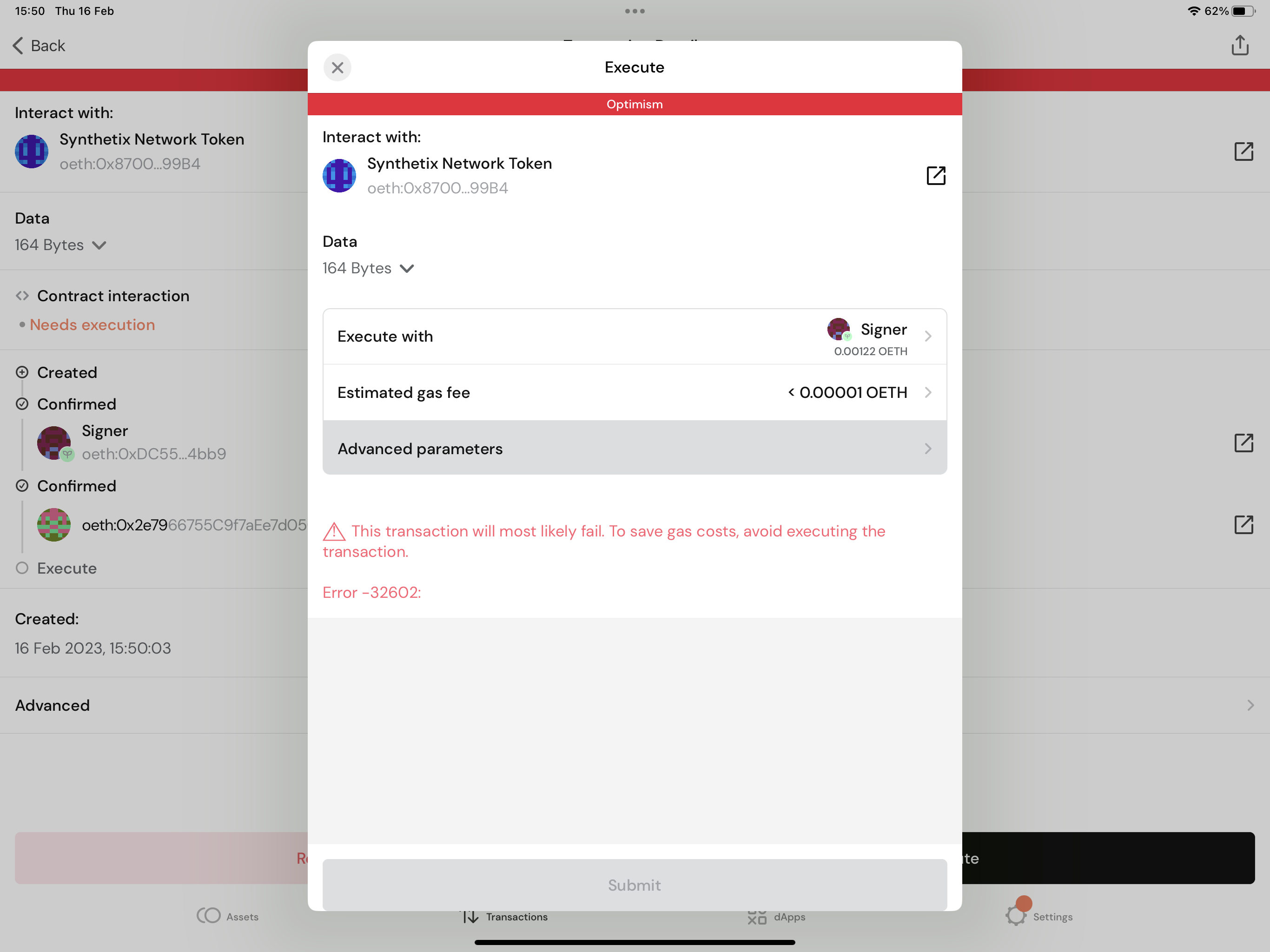 [iOS] Cannot execute transactions in Optimism · Issue #141 · 5afe/safe-support · GitHub