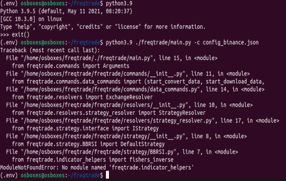 No module named "freqtrade.indicator_helpers" · Issue #5079 · freqtrade/freqtrade · GitHub