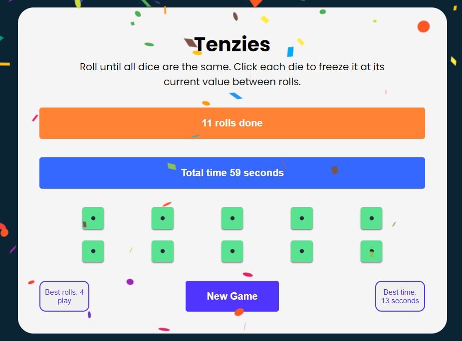 GitHub - uriostegui-sam/tenzies: Tenzies is a game which is won by rolling ten dices to the same ...