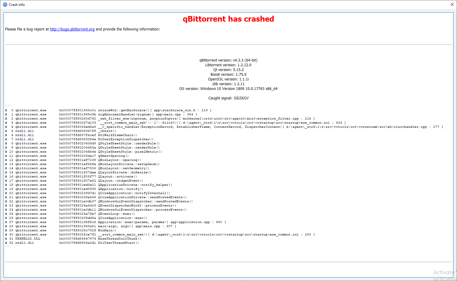 Qbittorent crashed after running overnight · Issue #14412 · qbittorrent/qBittorrent · GitHub