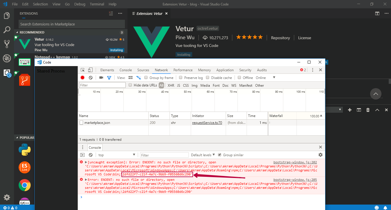 Nothing happens while extension installation · Issue #70843 · microsoft ...