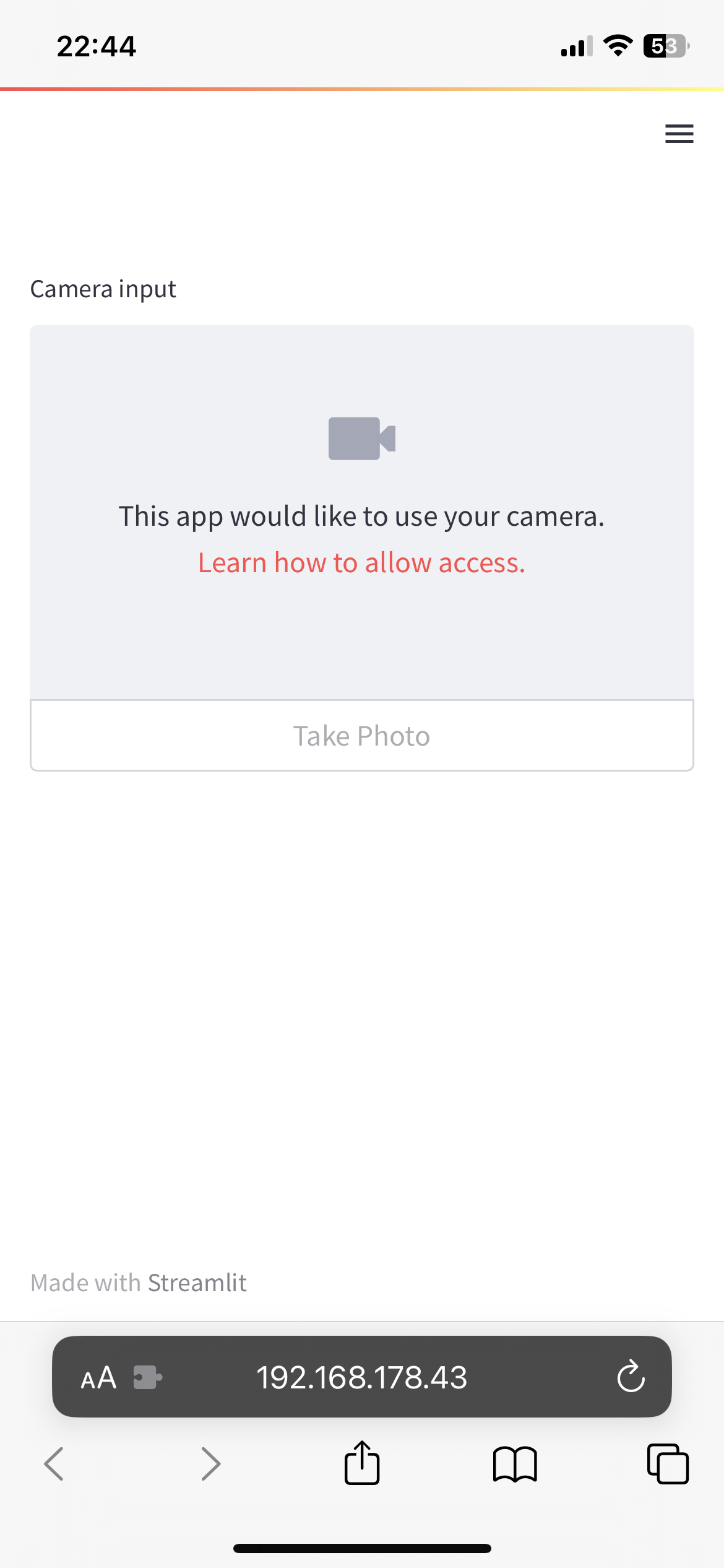 camera_input on Safari for iOS not working · Issue #6881 · streamlit/streamlit · GitHub