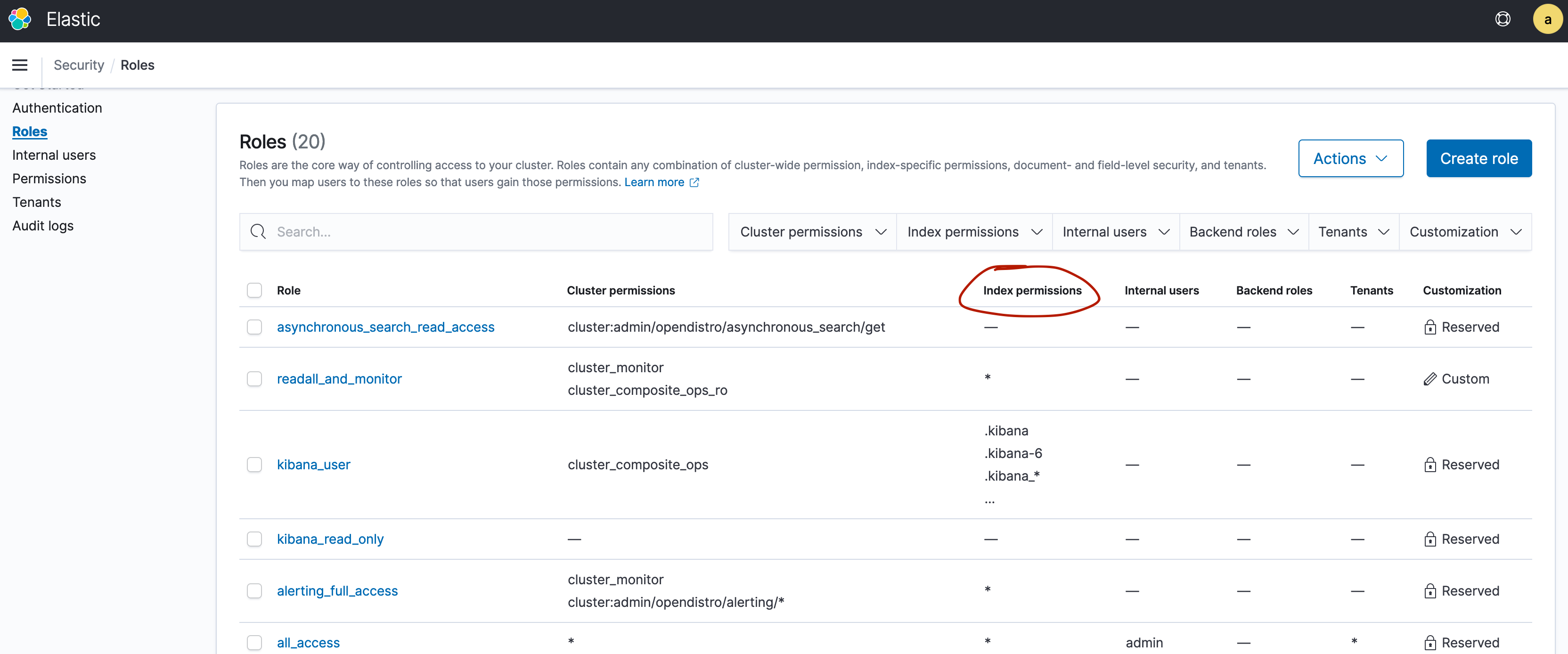 [BUG] Roles table has confusing legend · Issue #843 · opensearch-project/security-dashboards ...