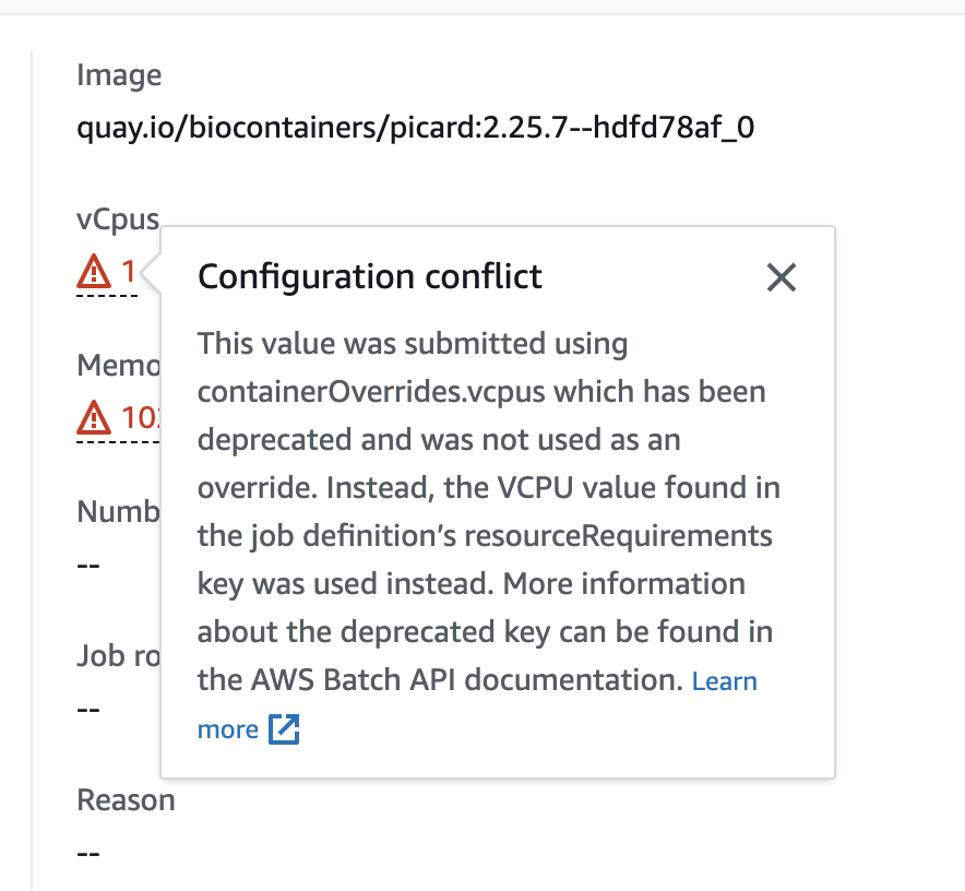 AWS Batch Container vCPUs and Memory Values Not Overridden · Issue #2561 · nextflow-io/nextflow ...