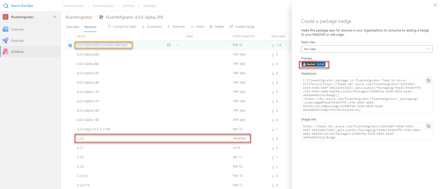 Replace MyGet with Azure Artifacts feed · Issue #1180 · fluentmigrator/fluentmigrator · GitHub