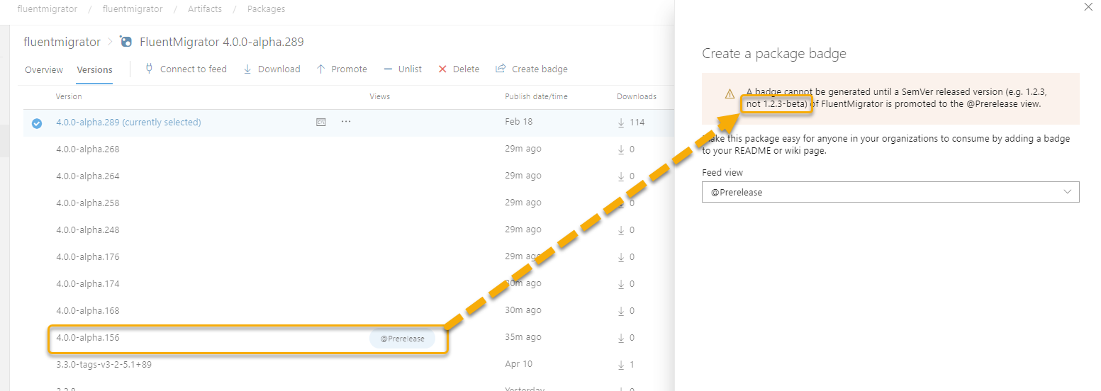 Replace MyGet with Azure Artifacts feed · Issue #1180 · fluentmigrator/fluentmigrator · GitHub