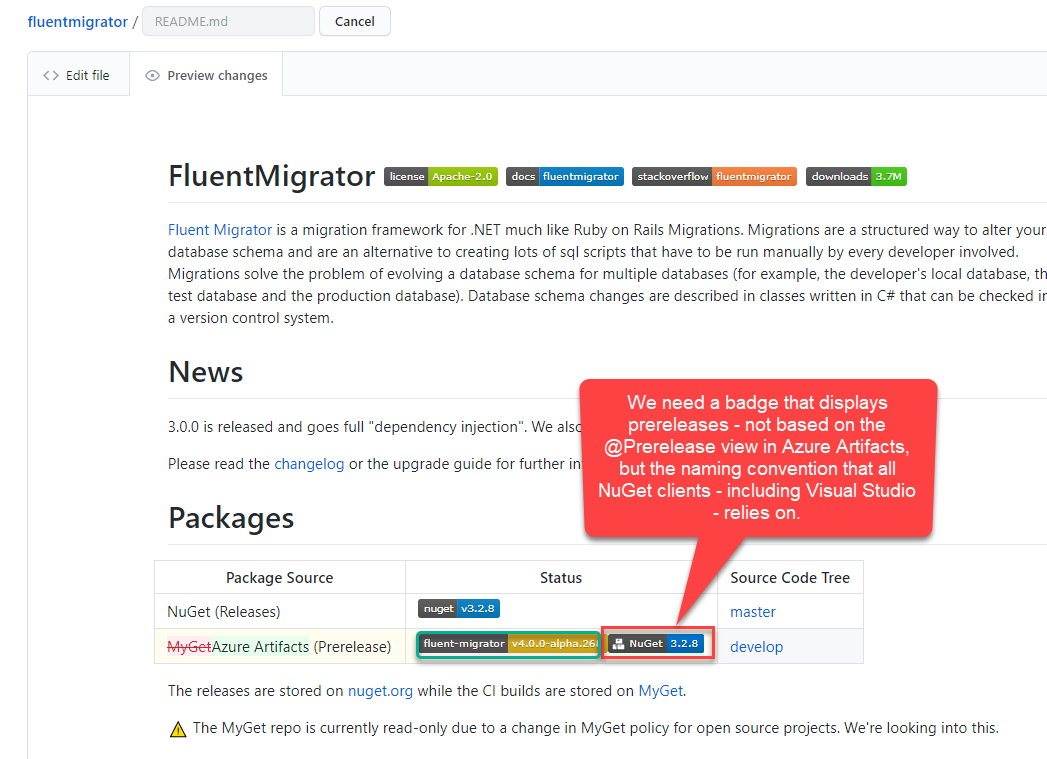 Replace MyGet with Azure Artifacts feed · Issue #1180 · fluentmigrator/fluentmigrator · GitHub