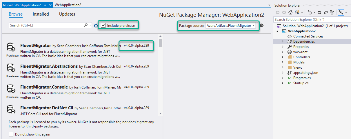 Replace MyGet with Azure Artifacts feed · Issue #1180 · fluentmigrator/fluentmigrator · GitHub