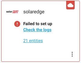 solaredge Failed to setup (without Internet) · Issue #70722 · home-assistant/core · GitHub