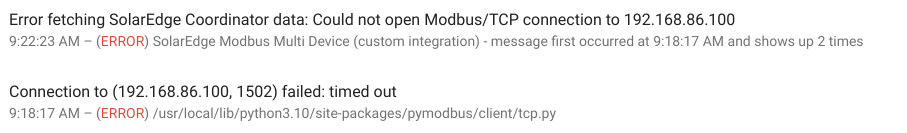 Error fetching SolarEdge Coordinator data - downgrade to Warning? · Issue #161 · WillCodeForCats ...