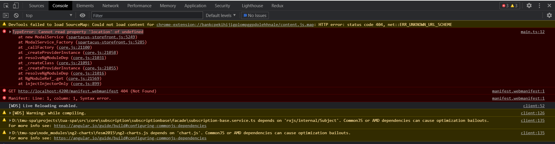 TUA-SPA Storefront: Not able to load storefront when upgrading spartacus form 3.0.0 to 3.3.0 ...