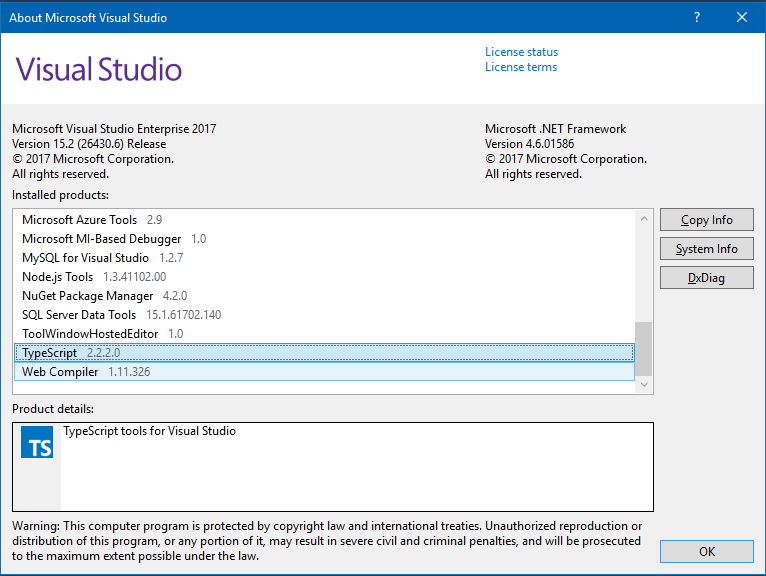 Node.js Tools requires TypeScript for Visual Studio 1.8 or higher. · Issue #1603 · microsoft ...