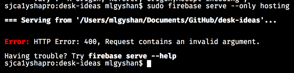 setup:web INVALID_ARGUMENT status code 400 · Issue #1015 · firebase/firebase-tools · GitHub