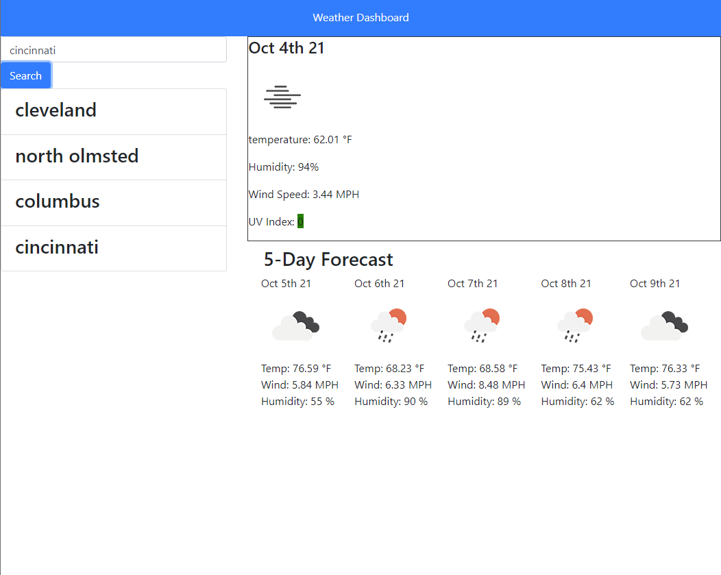 GitHub - Benrowen5/Weather-dashboard