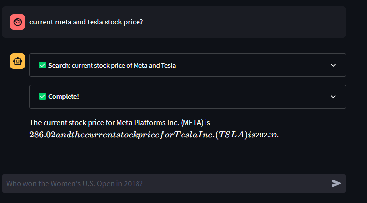 StreamlitCallbackHandler doesn't double escape dollar signs, so two dollar signs makes ...