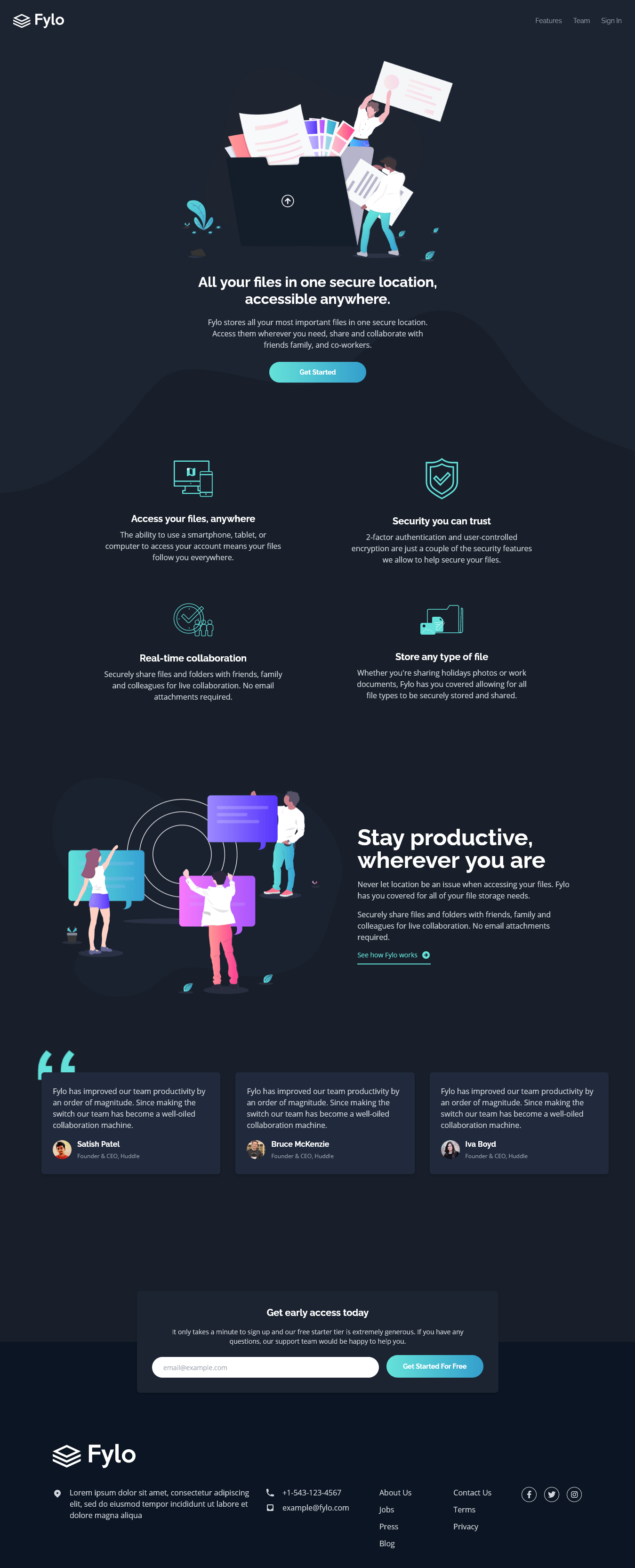 GitHub - boedegoat/fylo-dark-landing-page: My first Tailwind CSS landing page project. Built ...
