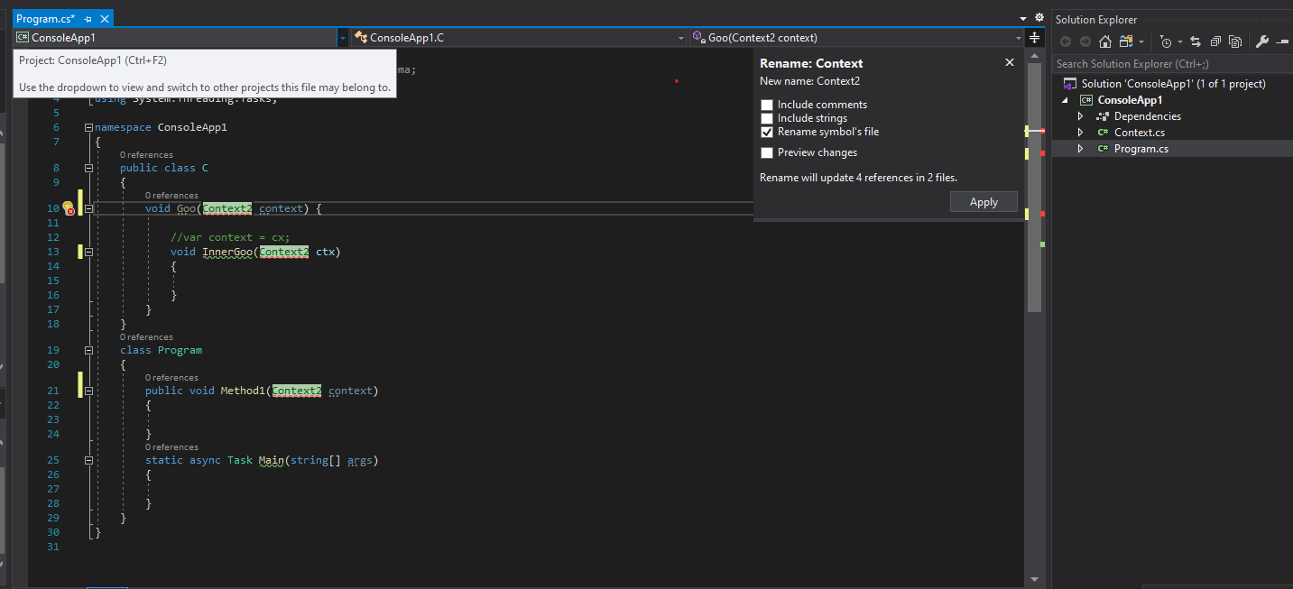 NullPointerException thrown when renaming class together with symbol's ...