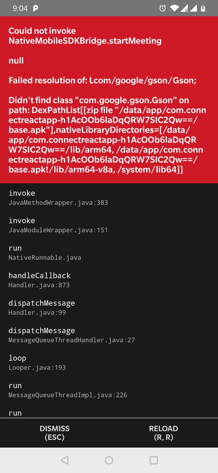 could not invoke NativeMobileSDKBridge.startMeeting - chime integration in existing react-native ...