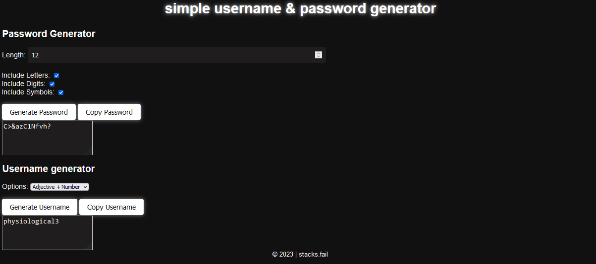 GitHub - stacksgl/PasswordGen: Simple password and username generator