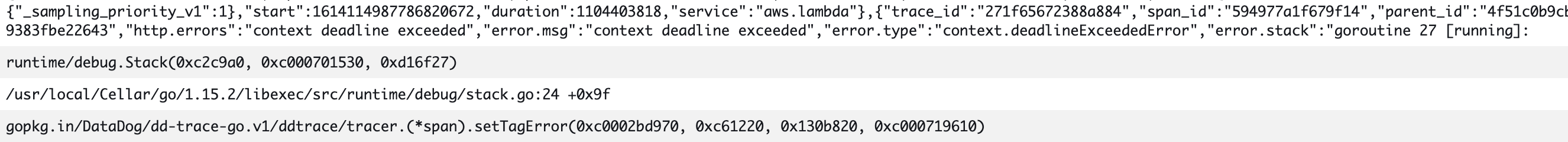 Newlines in stacktraces break JSON output, errors not registering in ...