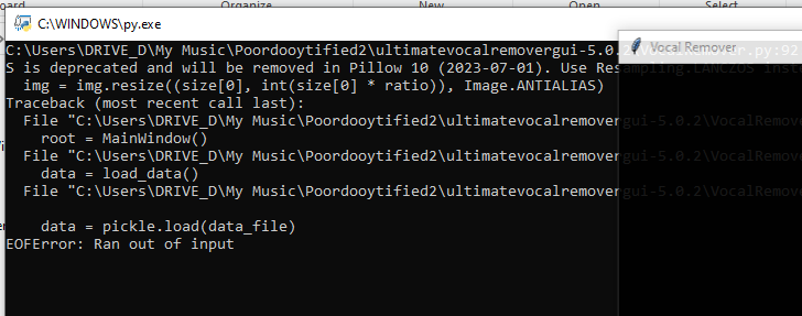 EOFError: Ran out of input [INSTALLATION PROBLEM] · Issue #103 · Anjok07/ultimatevocalremovergui ...