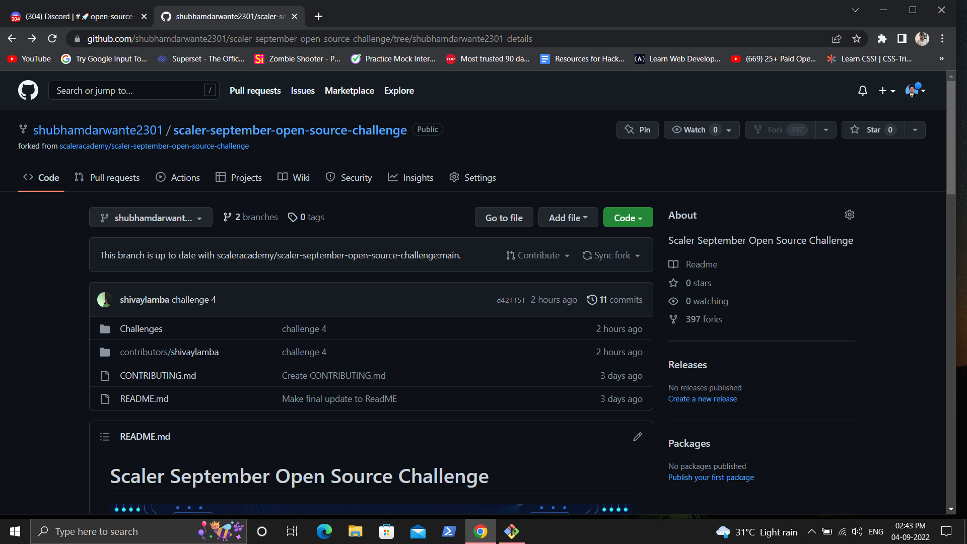 challenge #1 to #4 -shubhamdarwante2301 · Issue #2 · scaleracademy/scaler-september-open-source ...