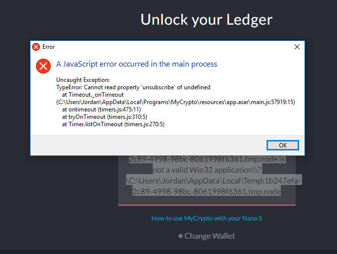 Windows Desktop users + Ledger = error ".tmp.node is not a valid Win32 application" · Issue ...
