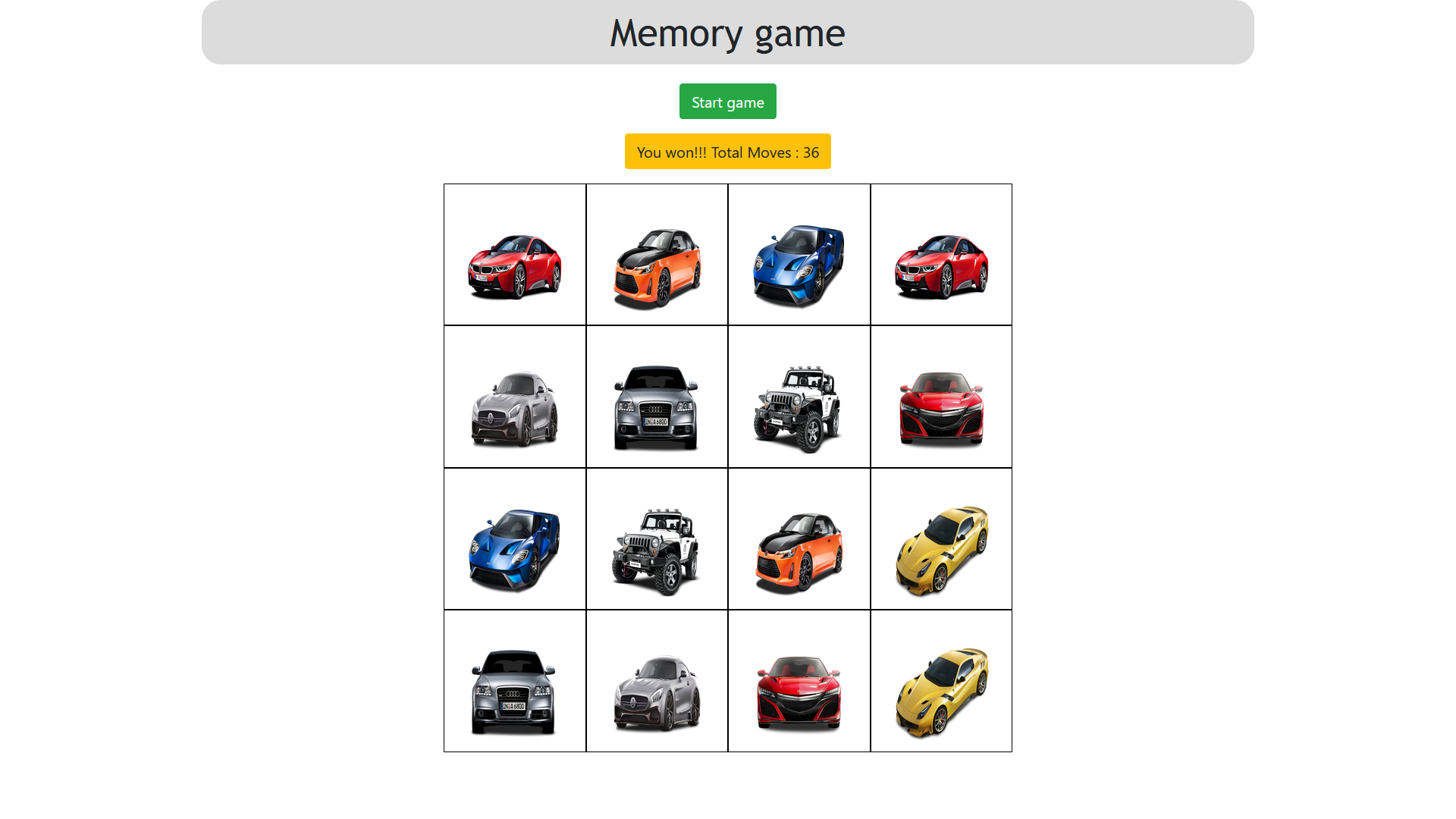 GitHub - butani111/memory-game: It is memory based game. Player have to ...