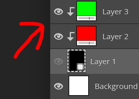 The eye icons of clipped layers should be grey out when the base layer ...