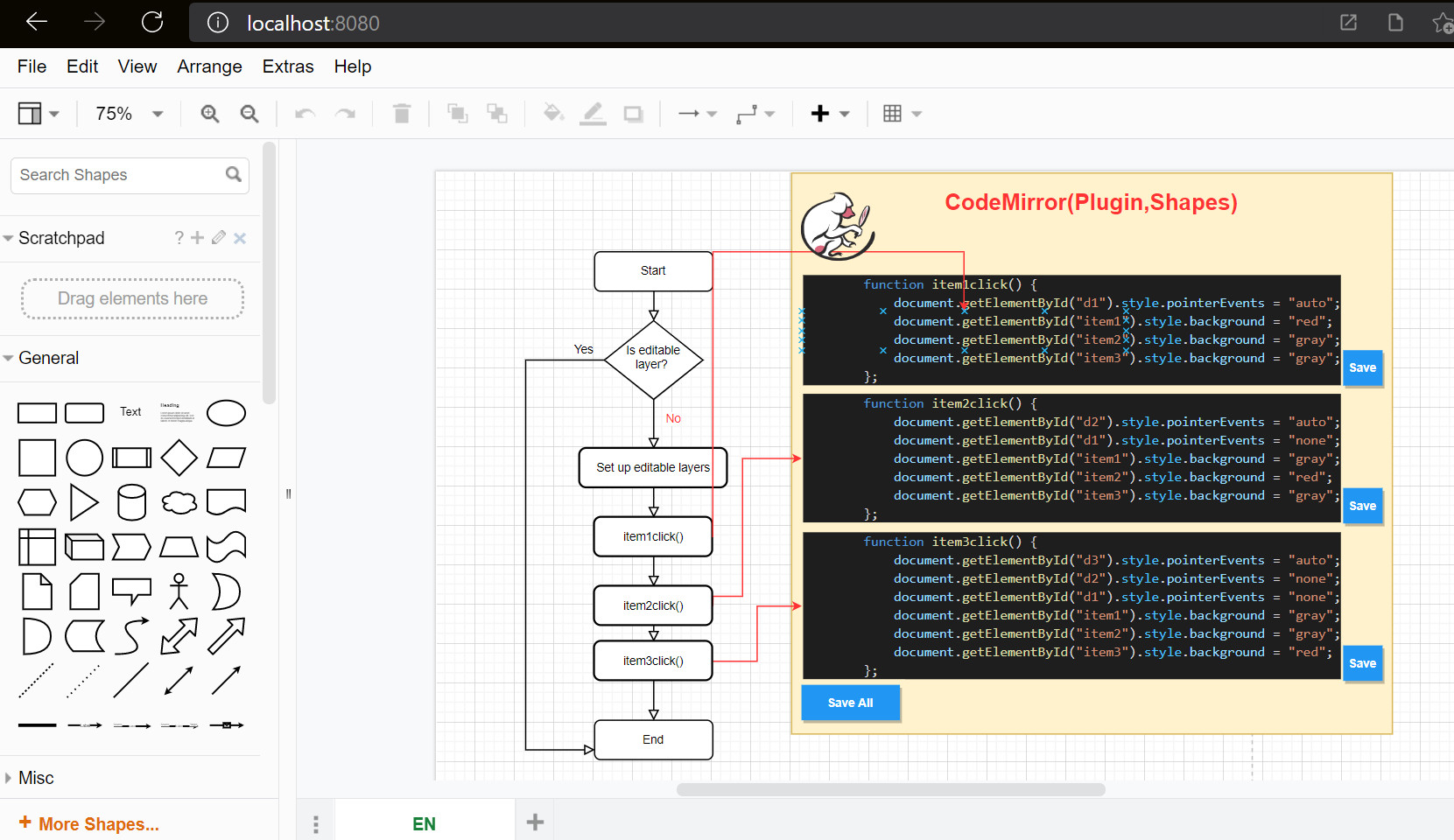 Use CodeMirror to make plug-ins or shapes · Issue #1834 · jgraph/drawio · GitHub