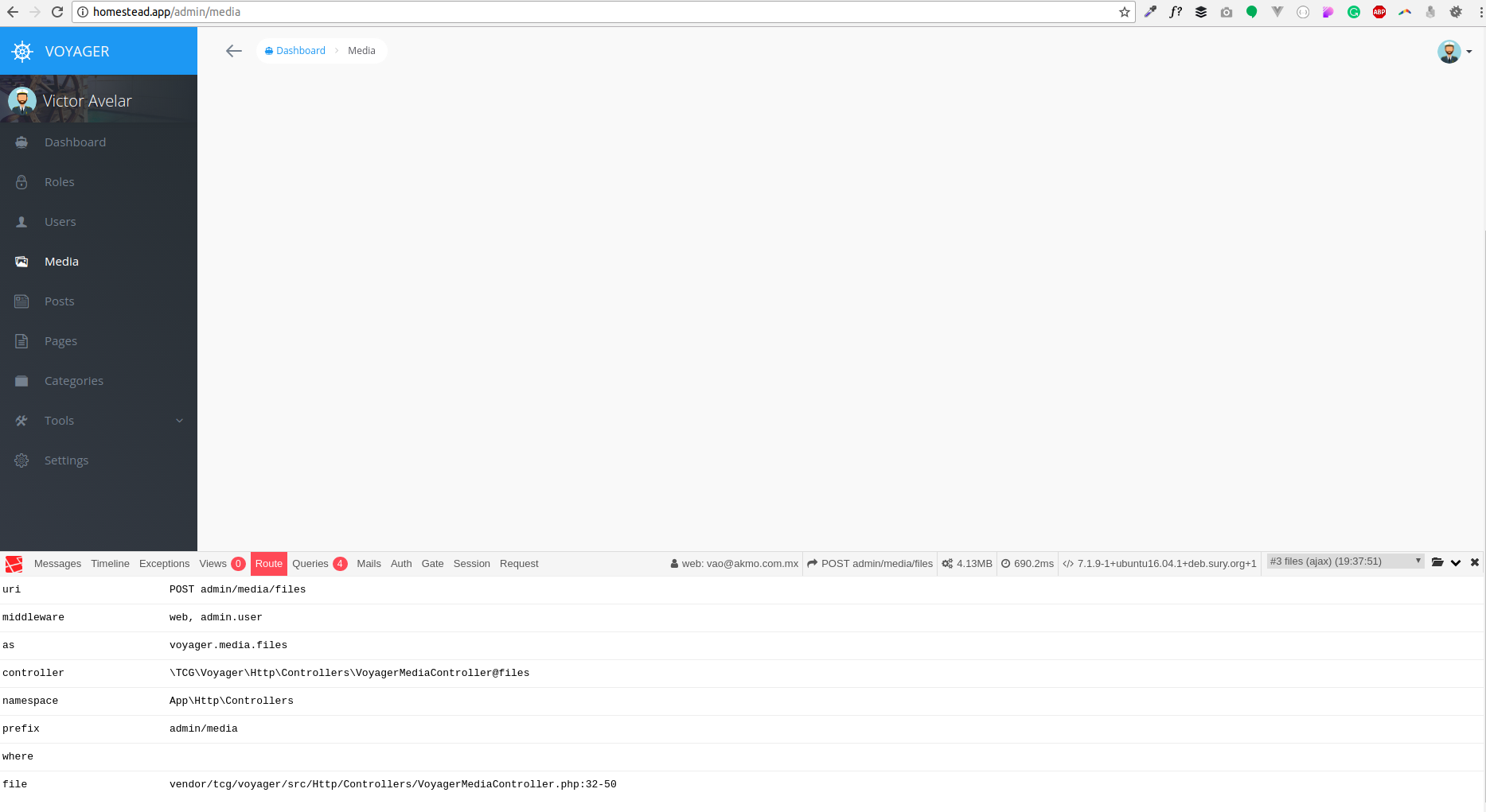 Admin media screen displaying blank. · Issue #1902 · thedevdojo/voyager · GitHub