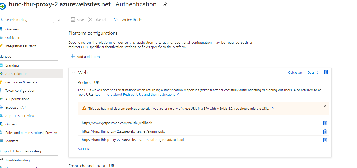 Azure Auth Token - AADSTS500113: No reply address is registered for the ...