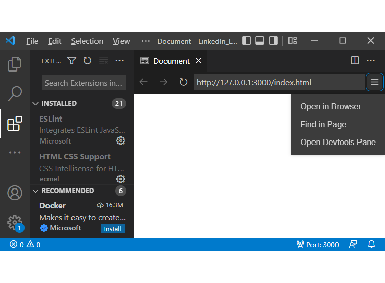 Embedded Live Preview Console Not In Dropdown Menu · Issue 237 · Microsoftvscode Livepreview 