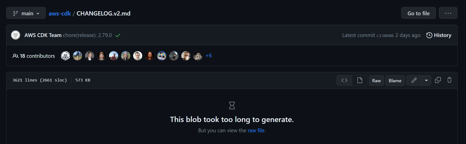 CHANGELOG.v2.md file getting too big to view on GitHub · Issue #25550 ...
