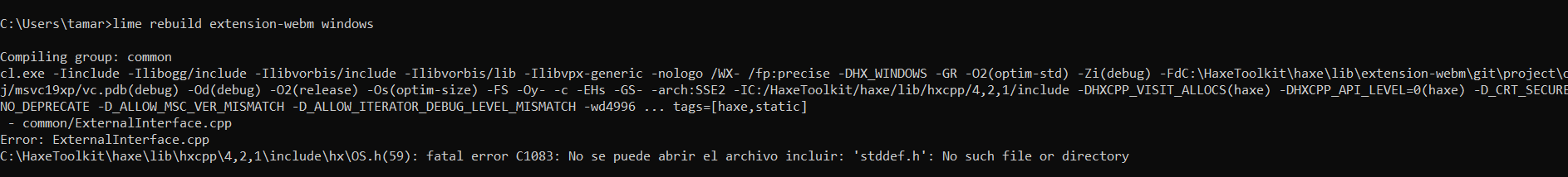 Bug Report: lime rebuild extension-webm windows · Issue #1334 · KadeArchive/Kade-Engine · GitHub